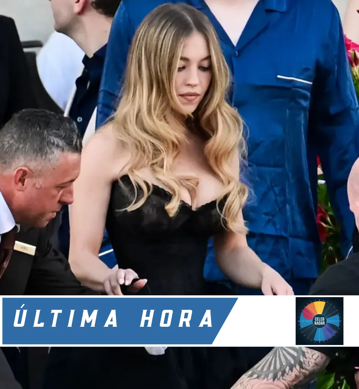 Sydney Sweeney luce un impresionante vestido de encaje negro para la fiesta posterior a la boda ...